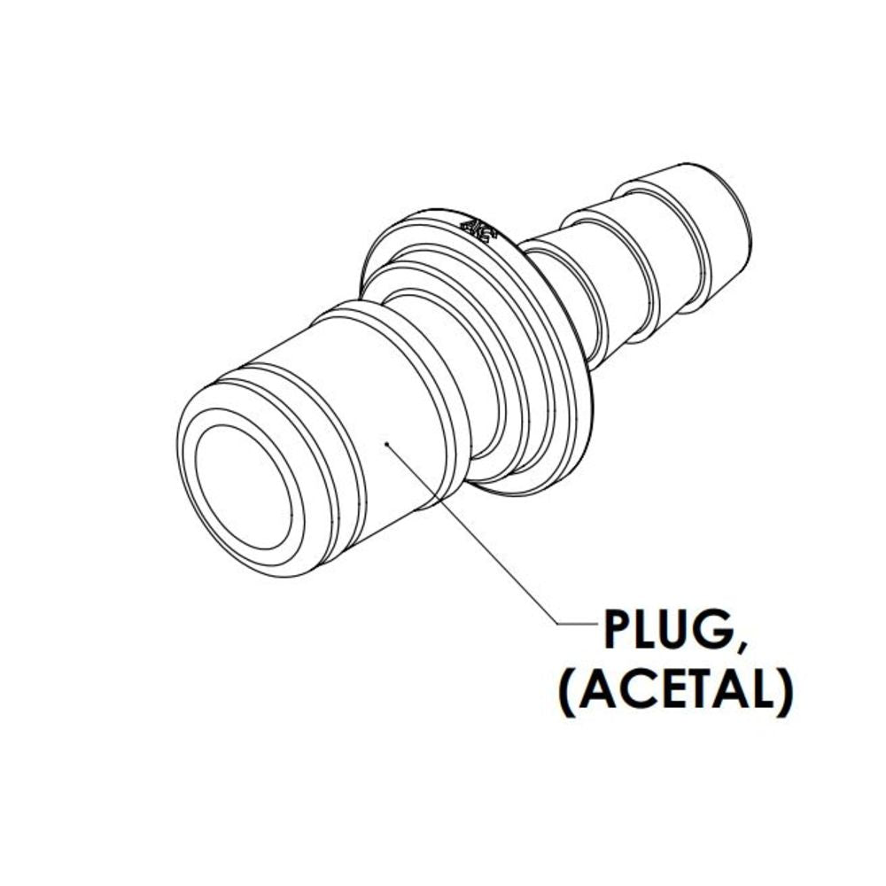 LinkTech 50AC Series Straight Male, Non-valved, 1/4" HB, Natural Acetal ...