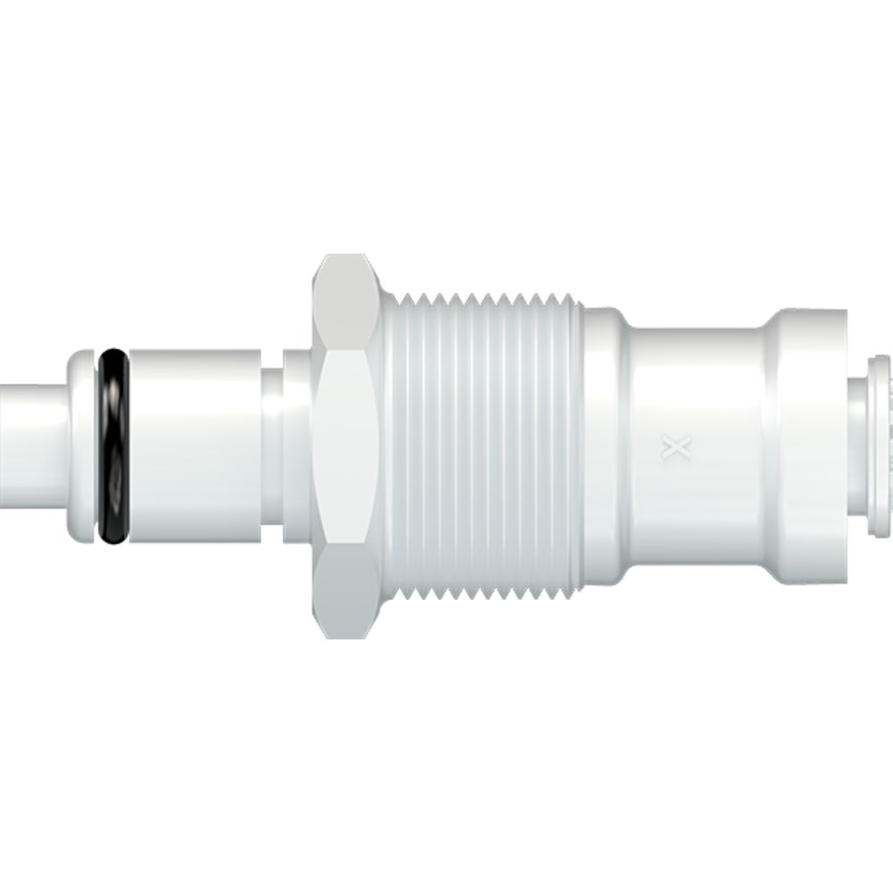 LinkTech 40AC Series Panel Mt. Male, Valved, 1/4" O.D. Push-In, Natural ...