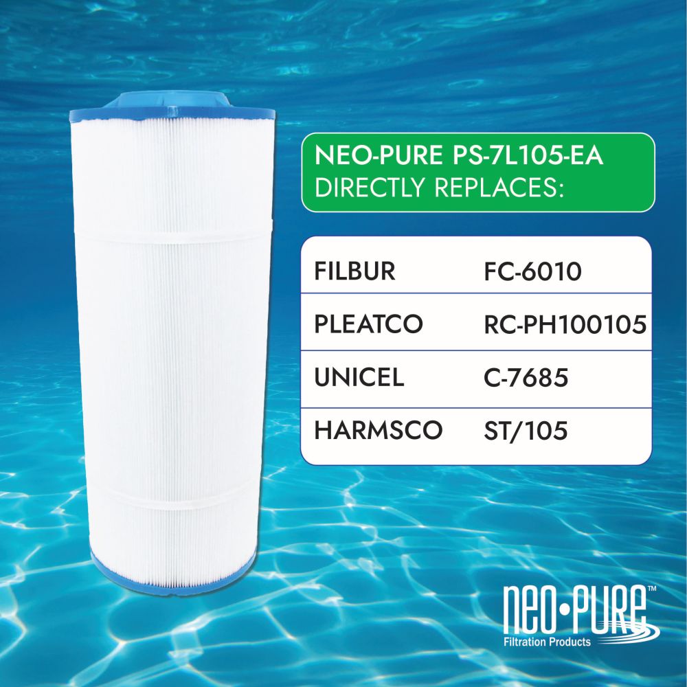 Neo-Pure PS-7L105-EA Pool and Spa Filter 7-3/4" x 19-1/2” – Fresh Water ...