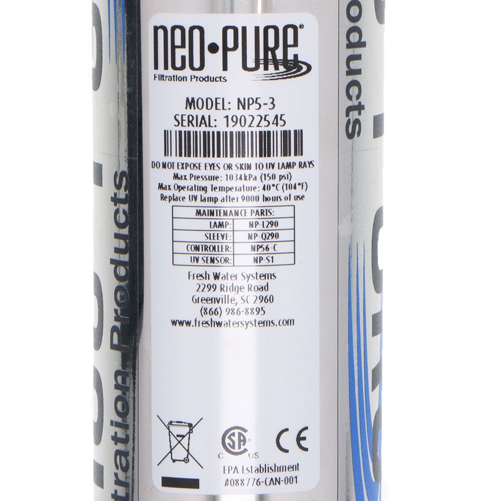 Neo-Pure NP5-3 UV Disinfection System - 3 GPM – Fresh Water Systems