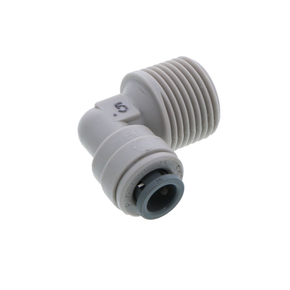 John Guest Fixed Elbow with 0.5 GPM Flow Restrictor 1/4 x 3/8 MPT ...