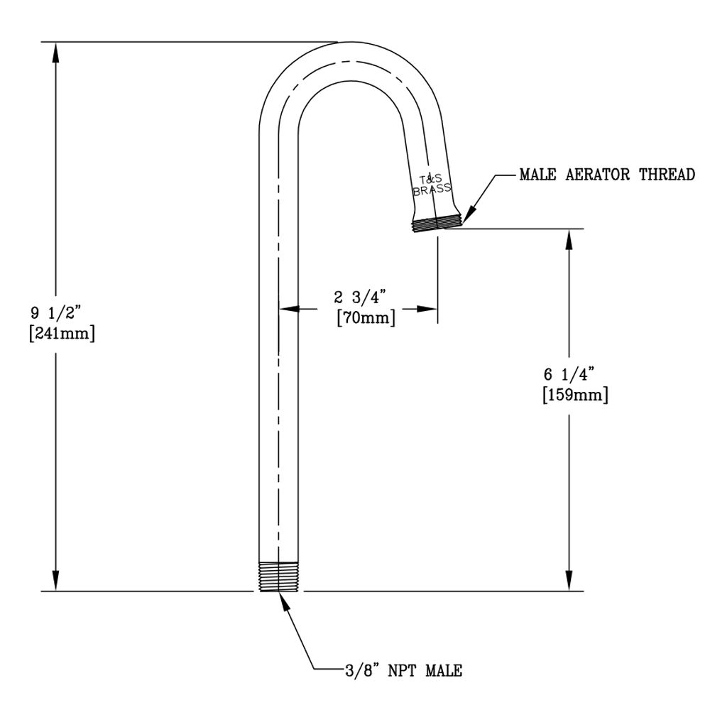 T&S Brass 005028-40 Rigid Gooseneck Replacement for B-0892 Faucets, 2 ...