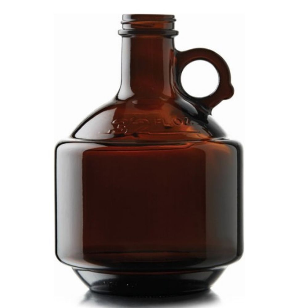 Amber 32oz Glass Beer Growler Round Loop Handle 38/400 finish Without ...