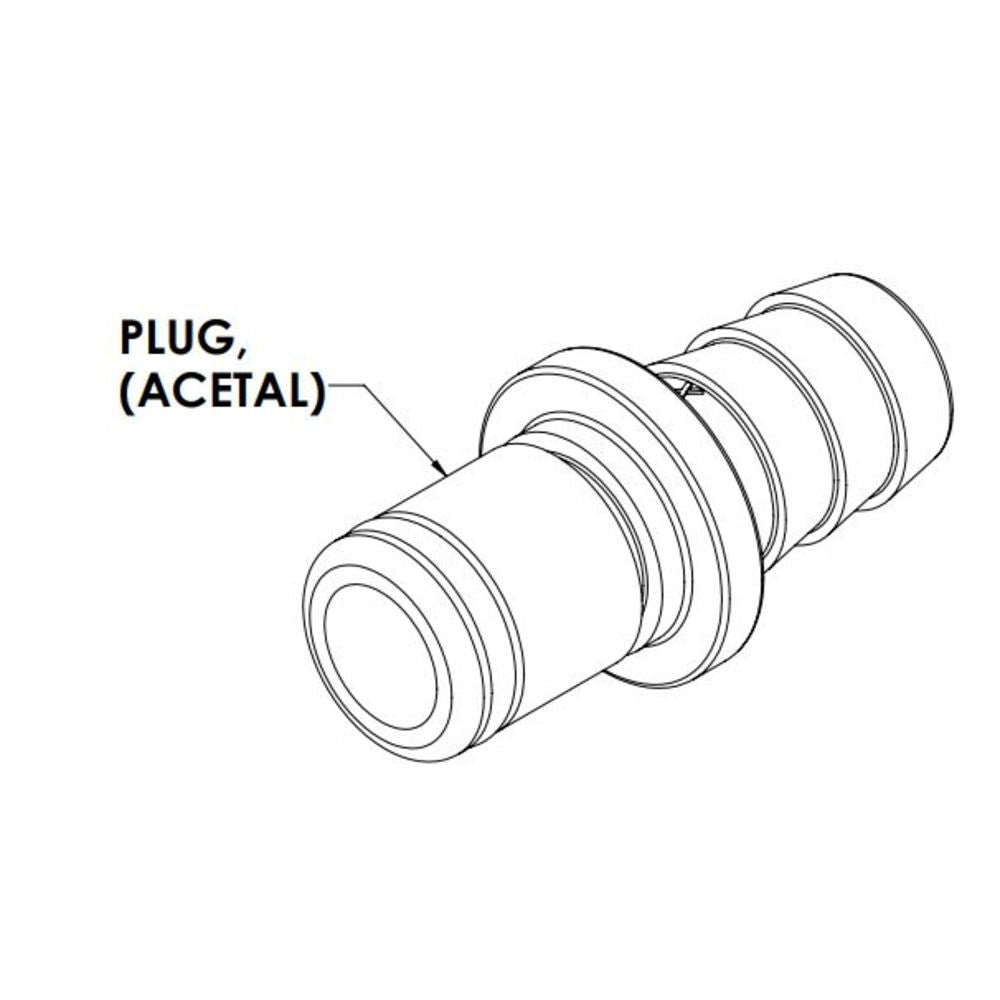 LinkTech 40AC Series Straight Male, Non-valved, 3/8" HB, Natural Acetal ...